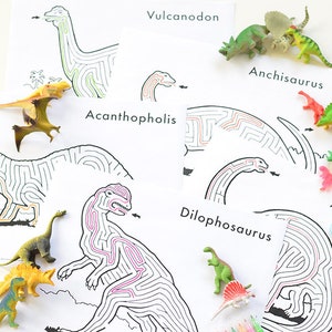 Five Printable Dinosaur Mazes | 5 Pages of Print-ready Hand-designed ...