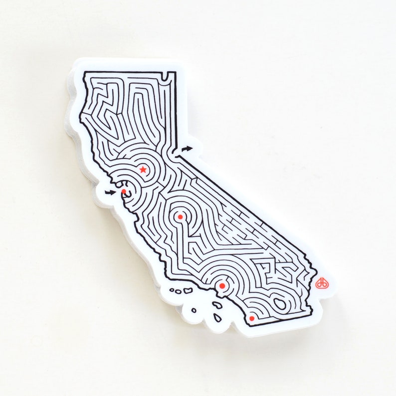 California Maze State Map Sticker Premium Die Cut Vinyl | Etsy