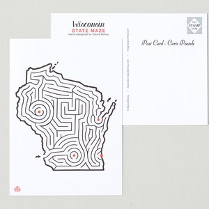 WISCONSIN Maze 5x7" Postcard | Hand Designed by David Birkey ...