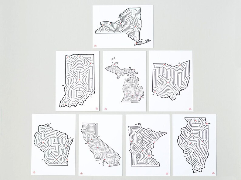 WISCONSIN Maze 5x7 Postcard Hand Designed by David - Etsy