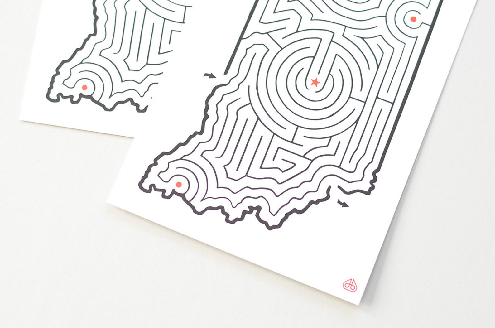 INDIANA Maze 5x7" Postcard | Hand Designed by David Birkey ...