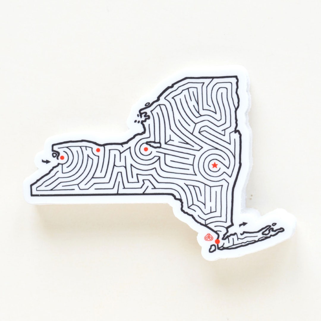New York Maze State Map Sticker | Premium Die Cut Vinyl | 3.5 X 2.5 ...