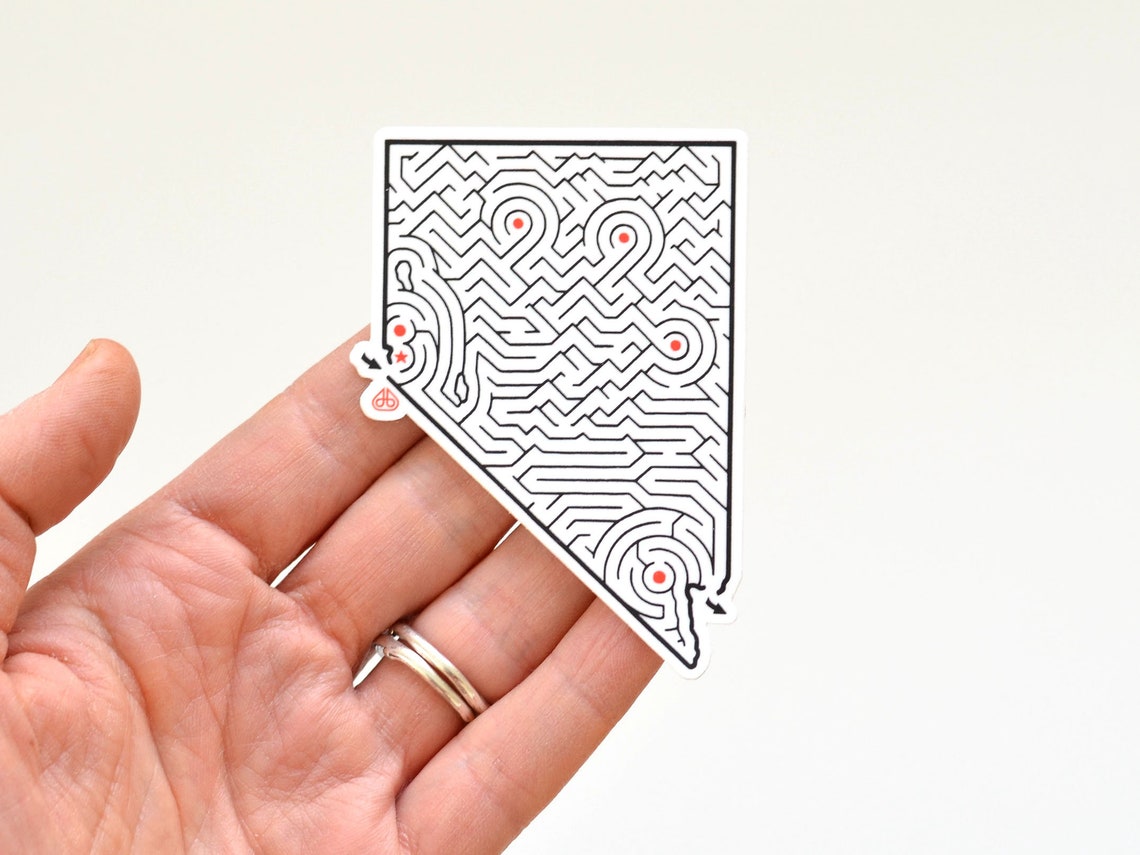 Nevada Maze State Map Sticker | Premium Die Cut Vinyl | 2.25 X 3.25 ...