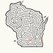 12x16" WISCONSIN Map State Maze Offset Print | Hand-drawn Design ...