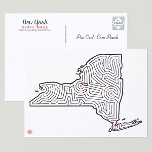 NEW YORK Maze 5x7" Postcard | Hand Designed by David Birkey | Albany ...