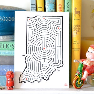 INDIANA Maze 5x7" Postcard | Hand Designed by David Birkey ...