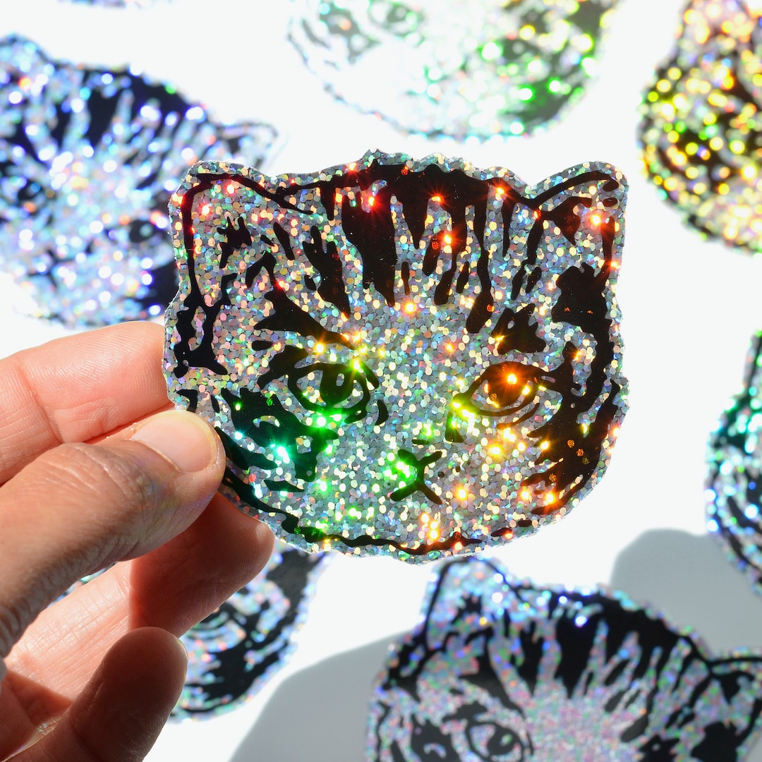 Glitter Kitty Cat Sticker | Premium Die Cut Vinyl | 2.5 X 3 Inches ...