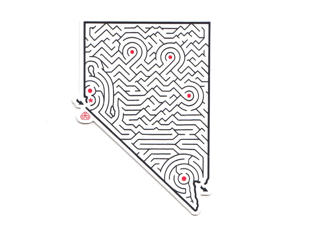 Nevada Maze State Map Sticker | Premium Die Cut Vinyl | 2.25 X 3.25 ...