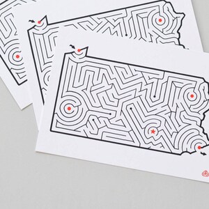 PENNSYLVANIA Maze 5x7" Postcard | Hand Designed by David Birkey | Erie ...