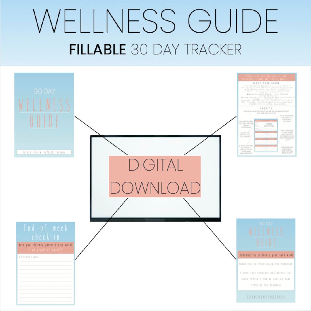 Reusable Fillable 30 Day Wellness Guide - Symptom Tracker - Etsy