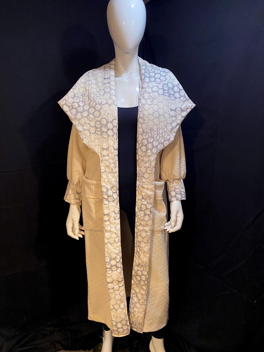 Textured Cream Maxi Cardigan | Balloon Sleeve, Long Duster, Jacket ...