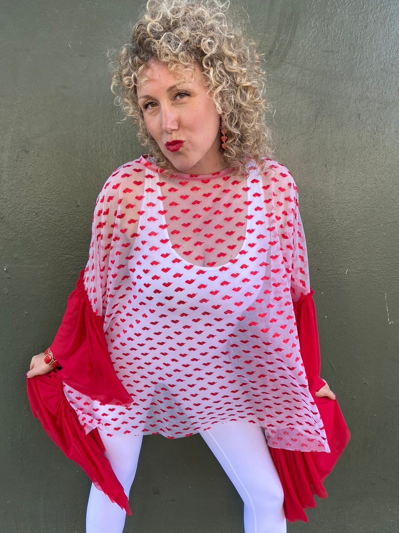 Red Lips Ruffle Poncho Festival Fashion Rave Burning Man - Etsy