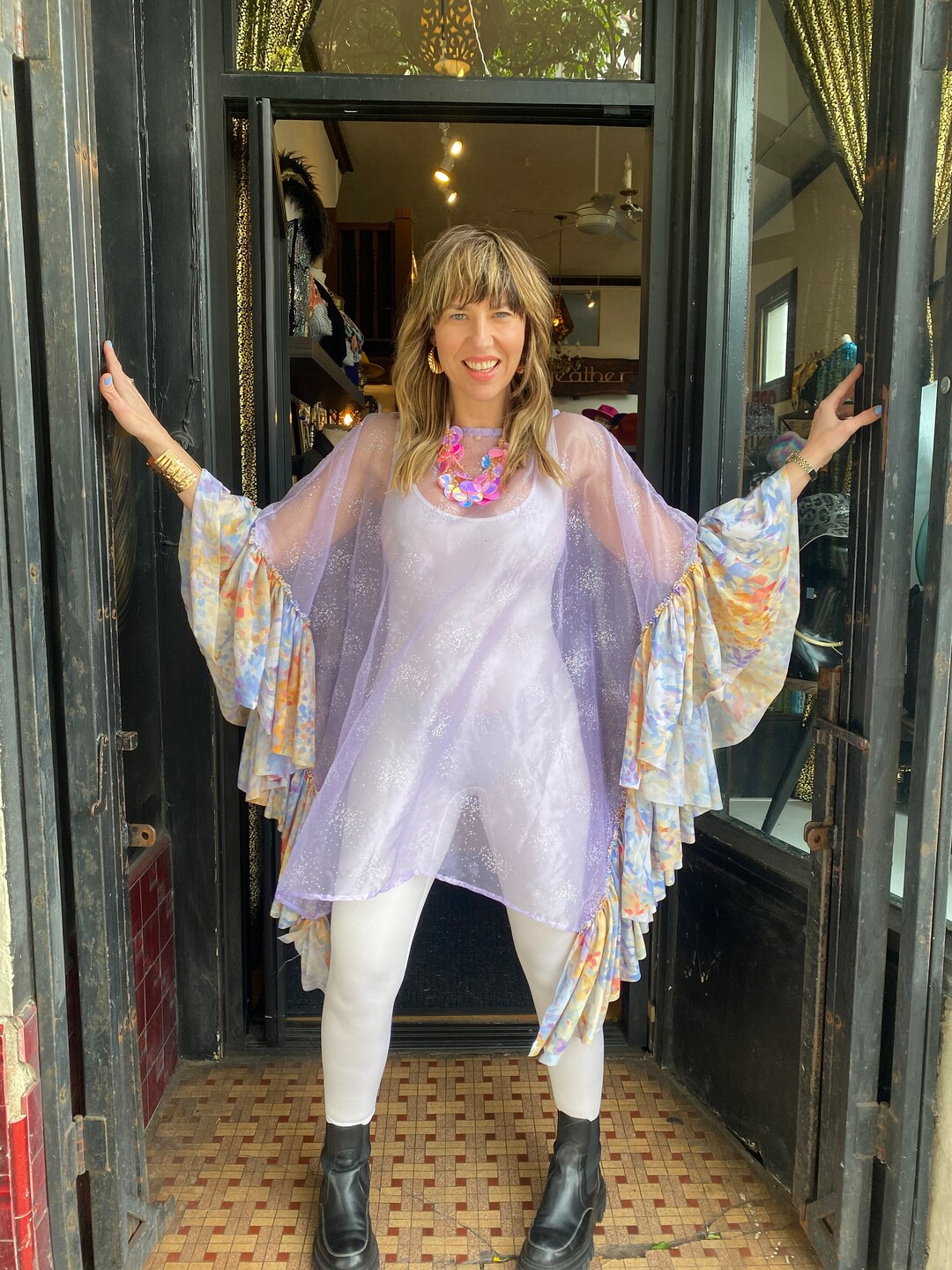 Lavender Sparkle Ruffle Poncho Festival Fashion, Rave, Burning Man ...