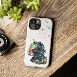 Cute Black Rainbow Hair Unicorn Phone Case for Iphone, Samsung and ...