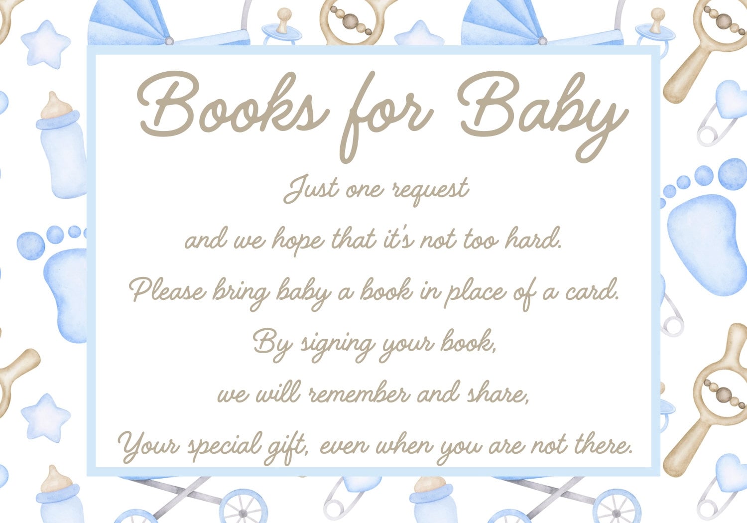 Printable Baby Shower Books for Baby Card Insert, Books Instead of a ...