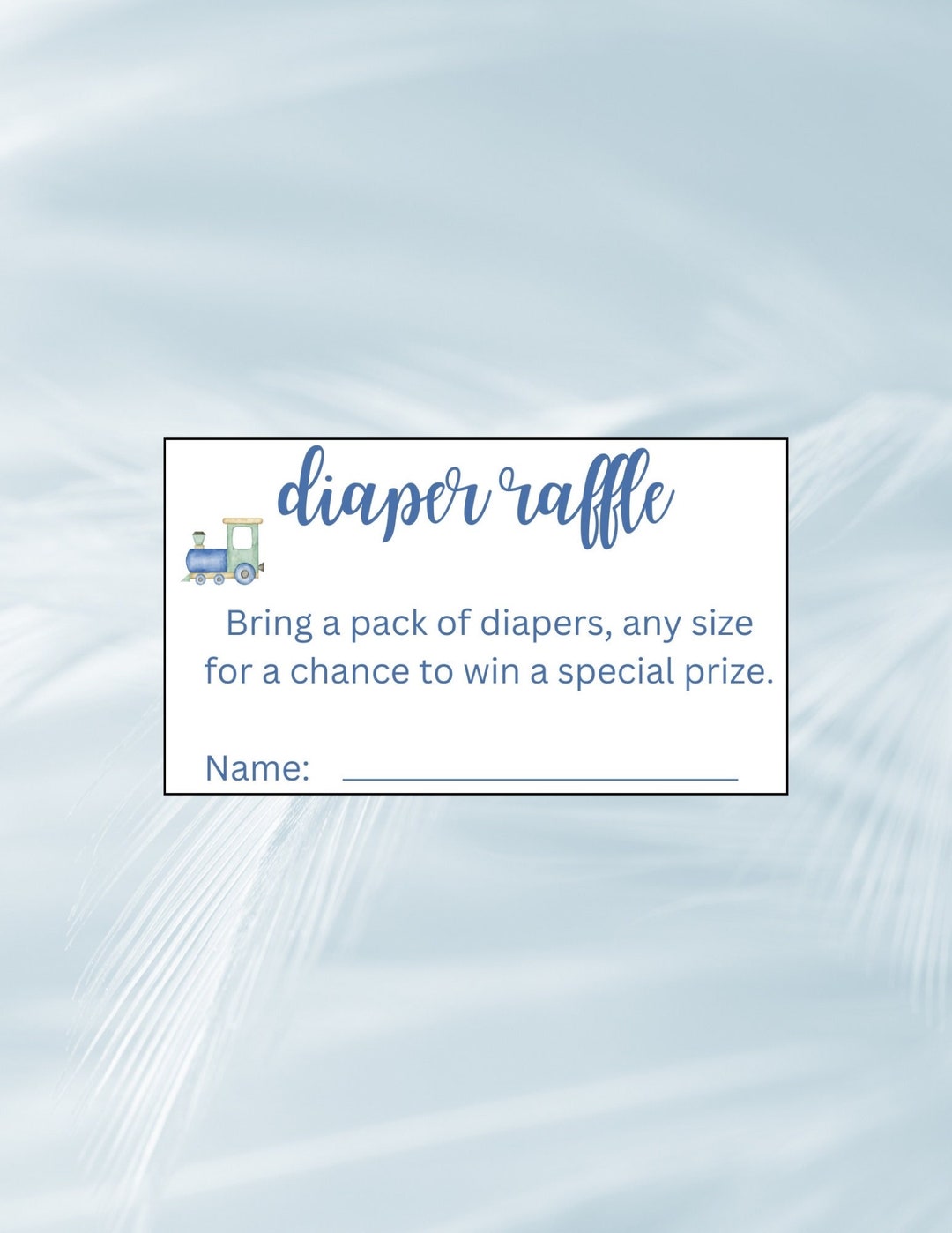 Blue and Green Train Diaper Raffle Cards, Inserts for Your Baby Shower ...