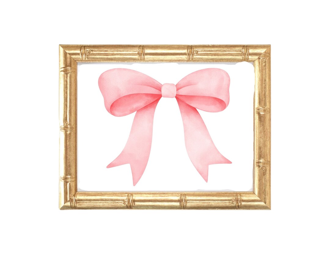 Pink Bow Bliss, Adorable Wall Art Print for a Pop of Playful Charm ...