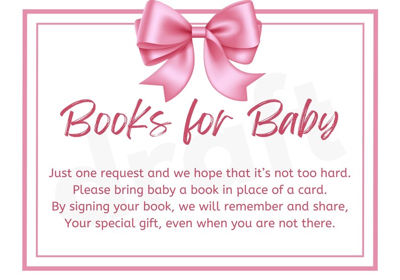Pink Bow Books for Baby / Baby Shower Books / Books Instead of a Card ...