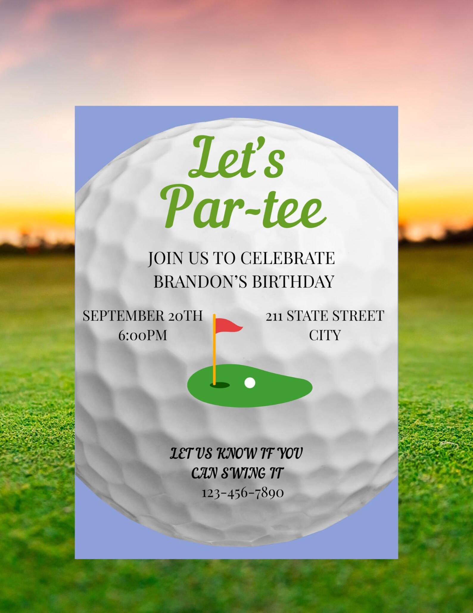 Golf Birthday Invitation Template: Editable Par-tee Party Invite ...