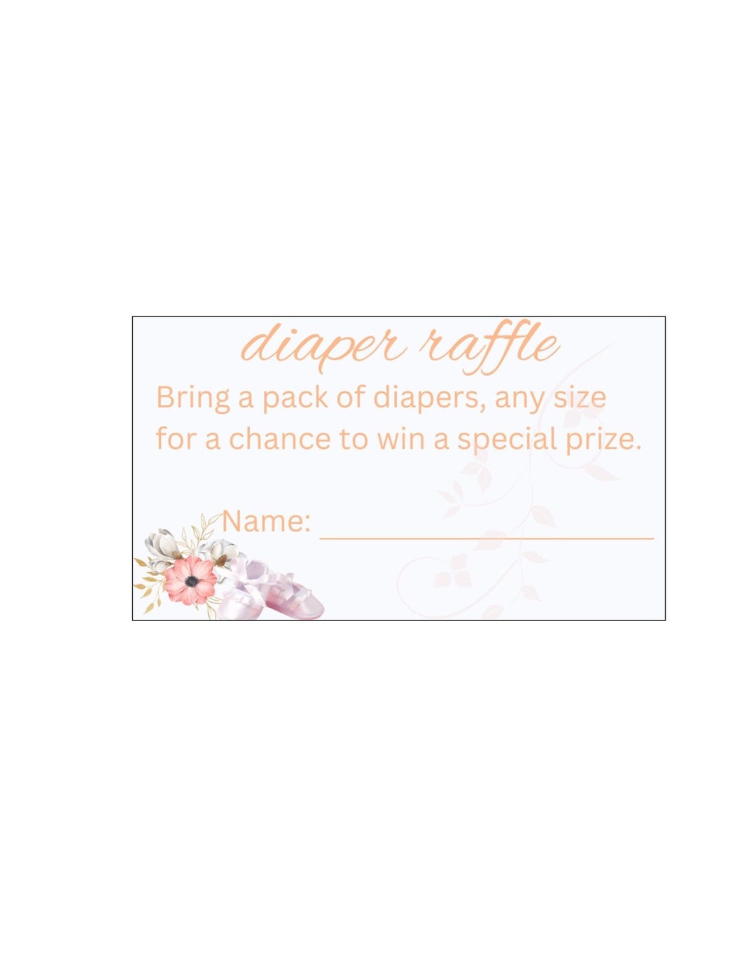 Printable Diaper Raffle Cards, Baby Shower Insert, Blue Baby Shower ...