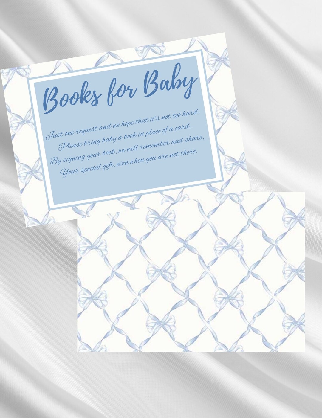 Printable Blue Bow Books for Baby, Baby Shower Books Instead of a Card ...