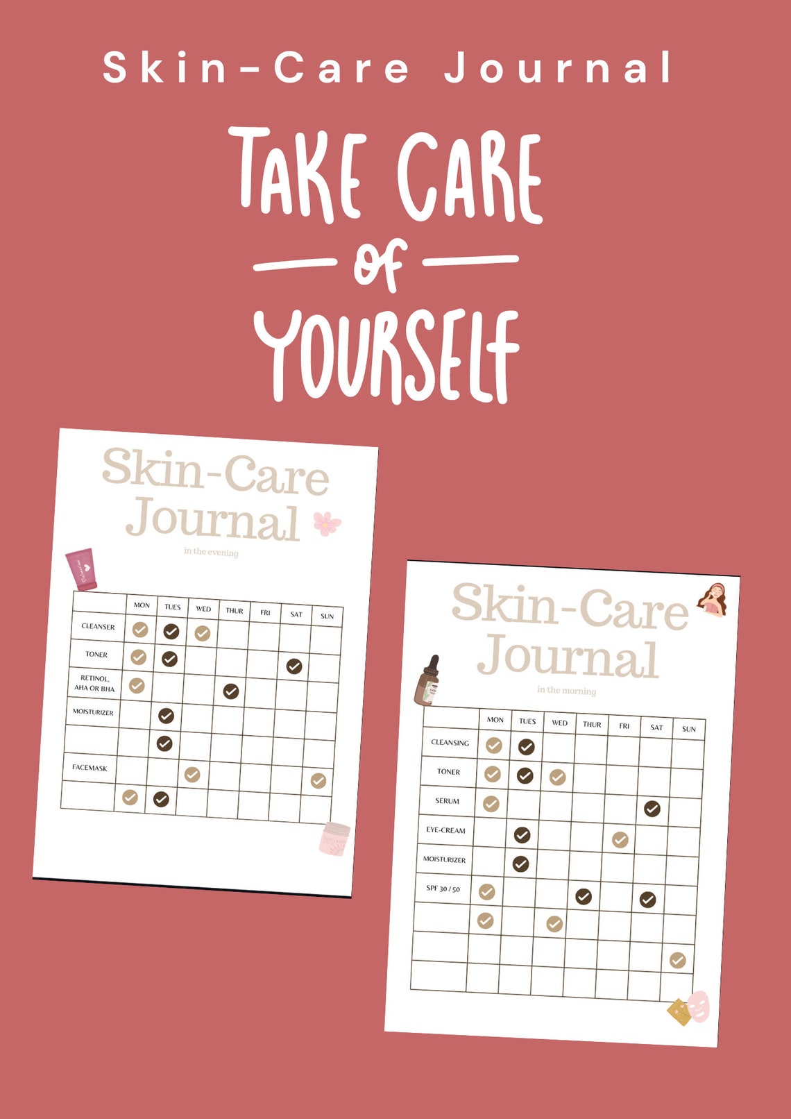 Skin Care Journal, Self Care Templates, Skincare Routine Tracker ...