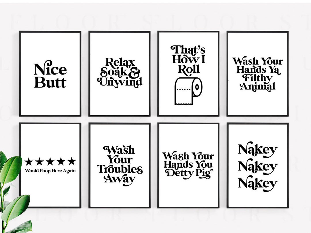 24 Funny Bathroom Printable Posters Minimal Quote Bathroom Wall Decor ...