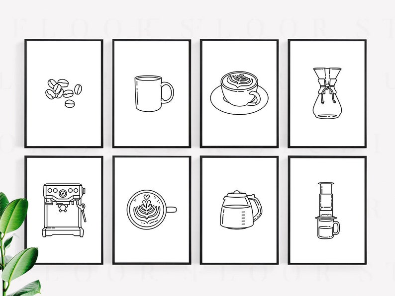 24 Coffee Prints Printable Posters Minimal Coffee Wall Decor Print ...