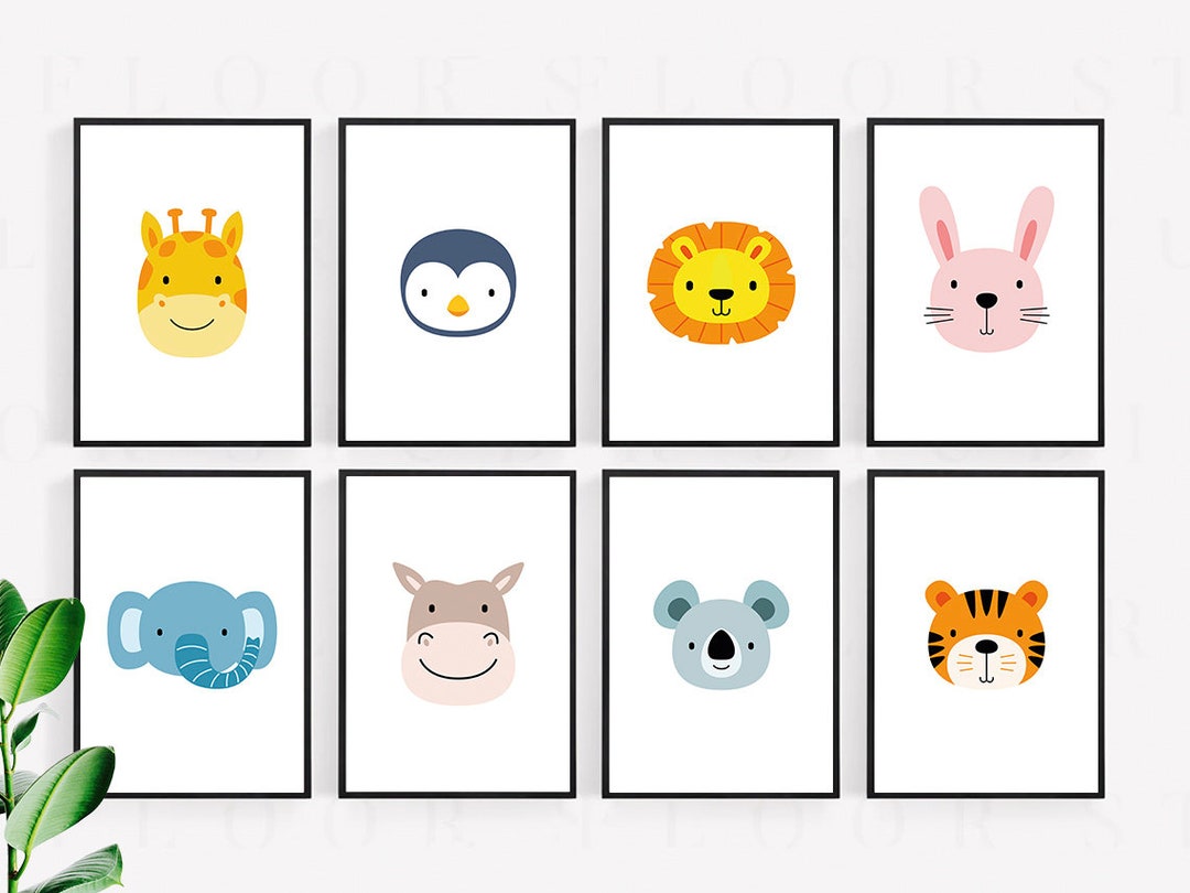 15 Animal Faces Prints Printable Posters Cute Nursery Wall Decor Print ...