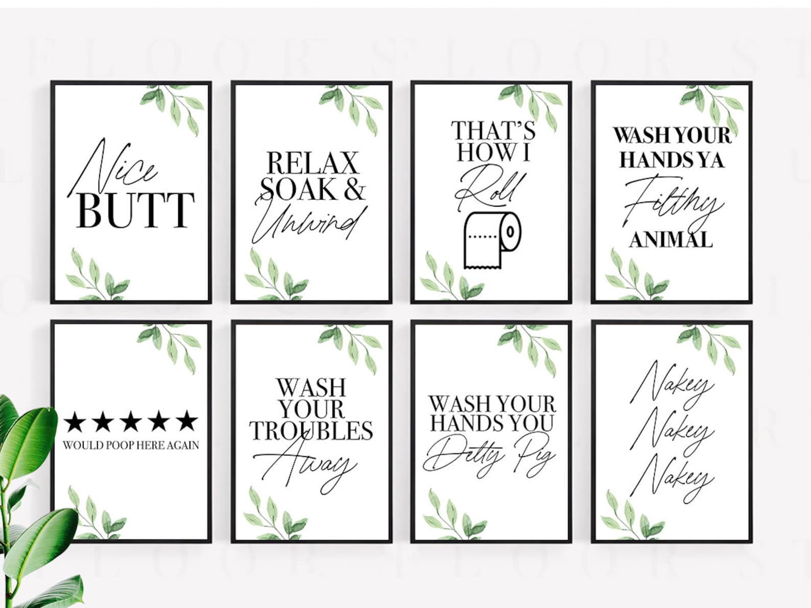 24 Funny Bathroom Printable Posters Minimal Quote Bathroom Wall Decor ...