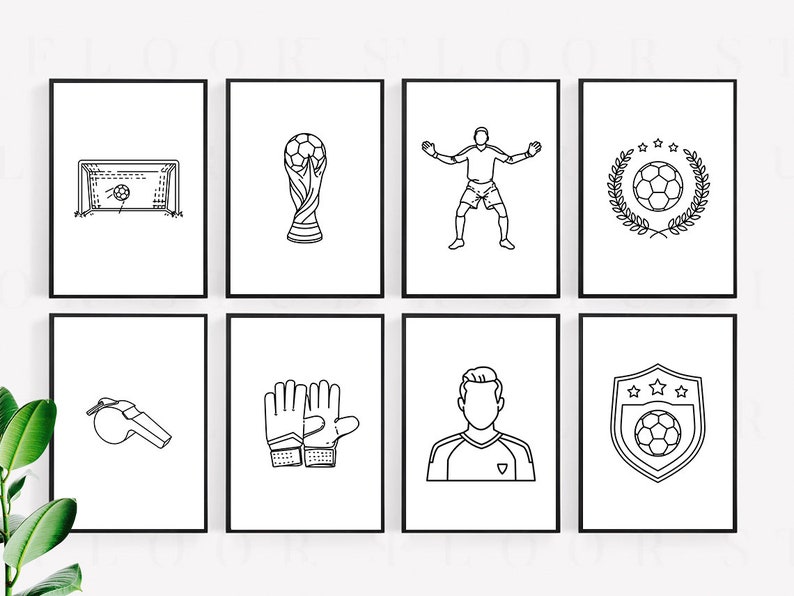 16 Football Prints Printable Posters Minimal Football Wall Decor Print ...