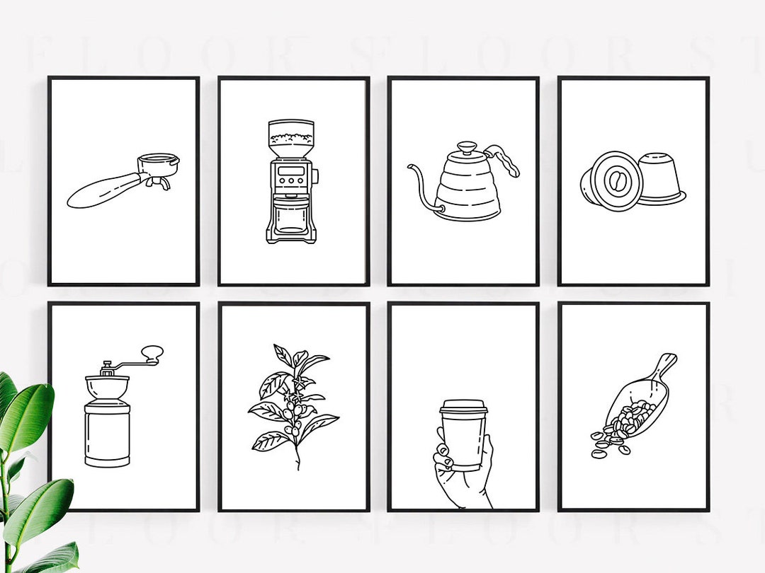24 Coffee Prints Printable Posters Minimal Coffee Wall Decor Print ...