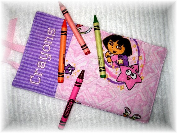 Items similar to Dora Crayon Wrap Personalized Roll Up on Etsy