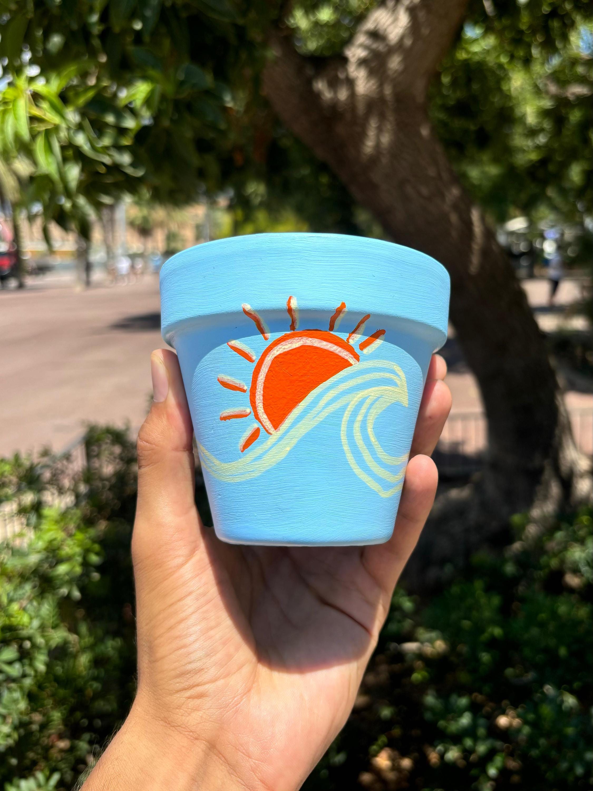 Beach-coastal Pot, Terracotta Pot, Ocean Flower Pot, Cute Cactus, Beach ...