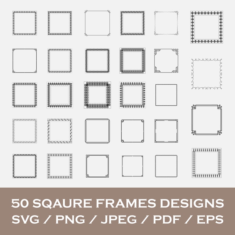 Square Frame Svg, Square Clipart, Frame Svg Art, Cut Files, Square ...