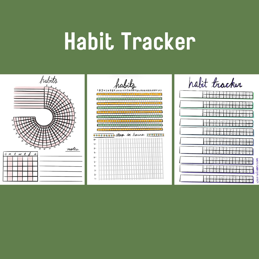 5 Pcs Digital Habit Tracker Template - Etsy