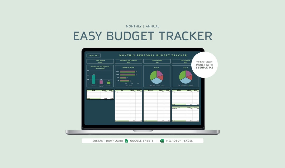 Monthly Budget Tracker | Excel and Google Sheets | Personal Finance ...