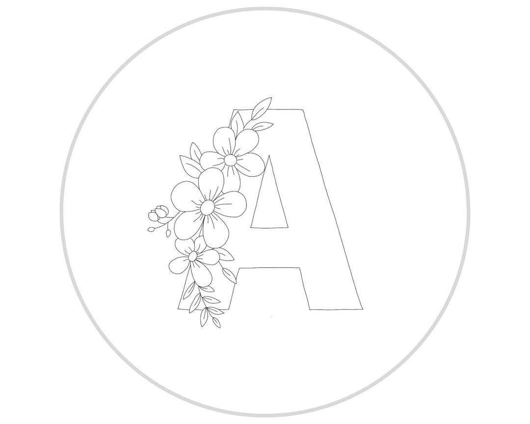 Letter A, Floral Letter Embroidery Pattern, Printable Digital Download ...