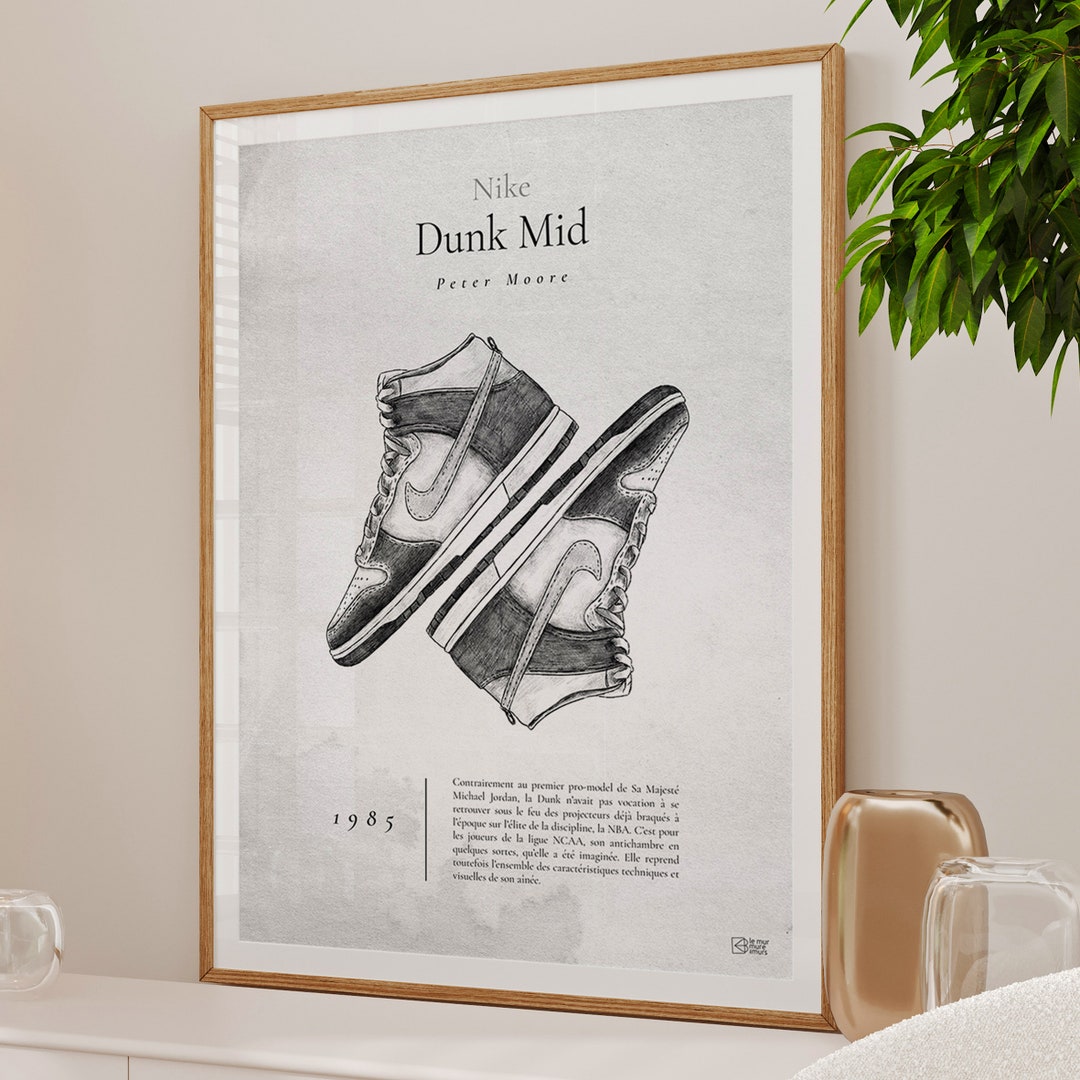 Vintage Sneakers Poster Dunk Mid History for a Magnificent Wall ...