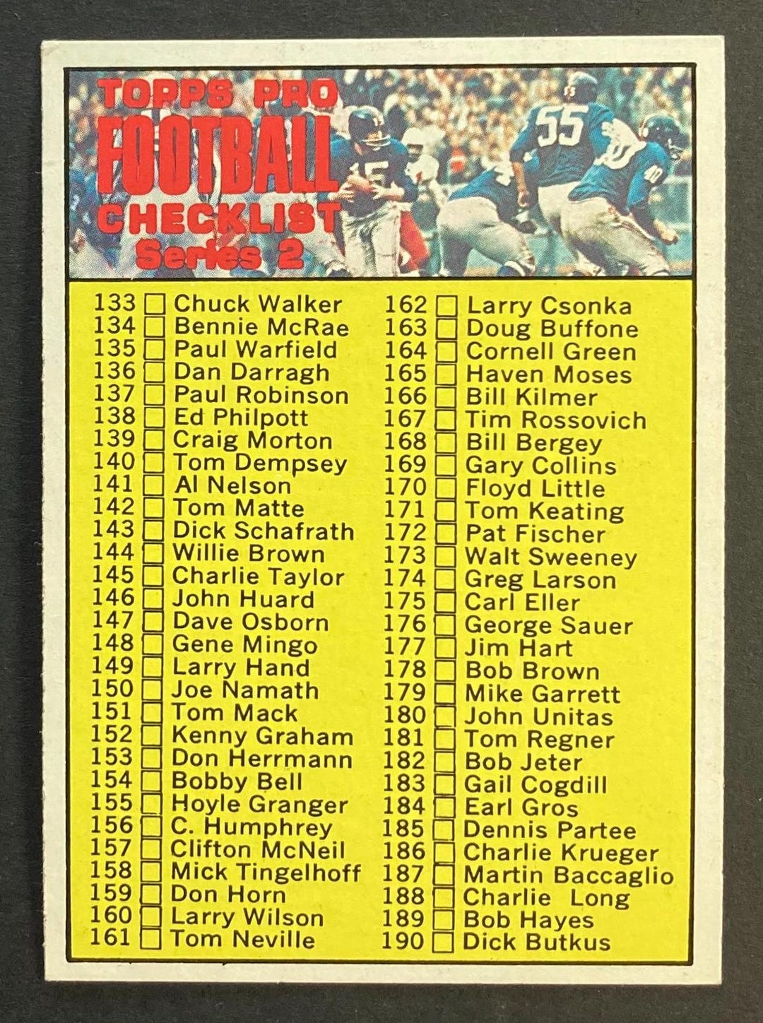 Checklist DP (133-263), UNMARKED, 1970 Topps Football #132, EXMT. - Etsy