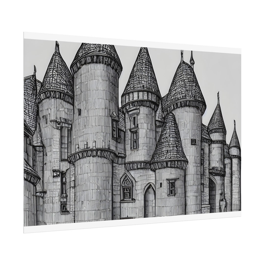 Castle Architecture Sketch Elegant Premium Print - Etsy