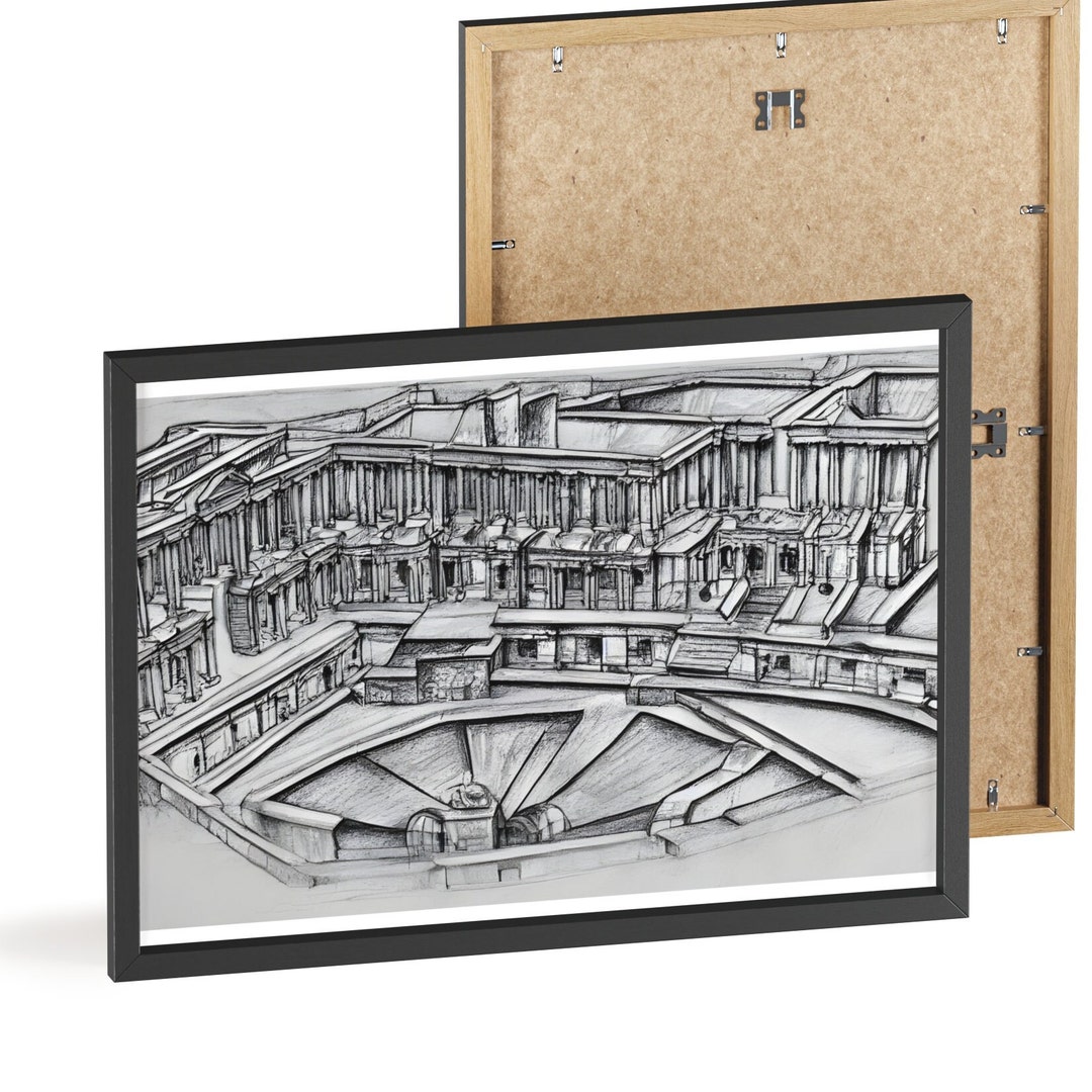 Amphitheatre Architectural Hand Sketch Drawing Printed on Canvas in ...