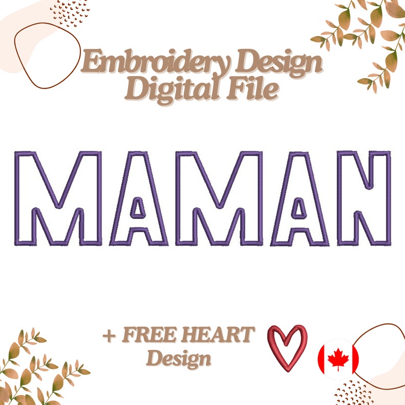 MAMAN Applique Design - Digital File - 7 Stitch Files - Etsy
