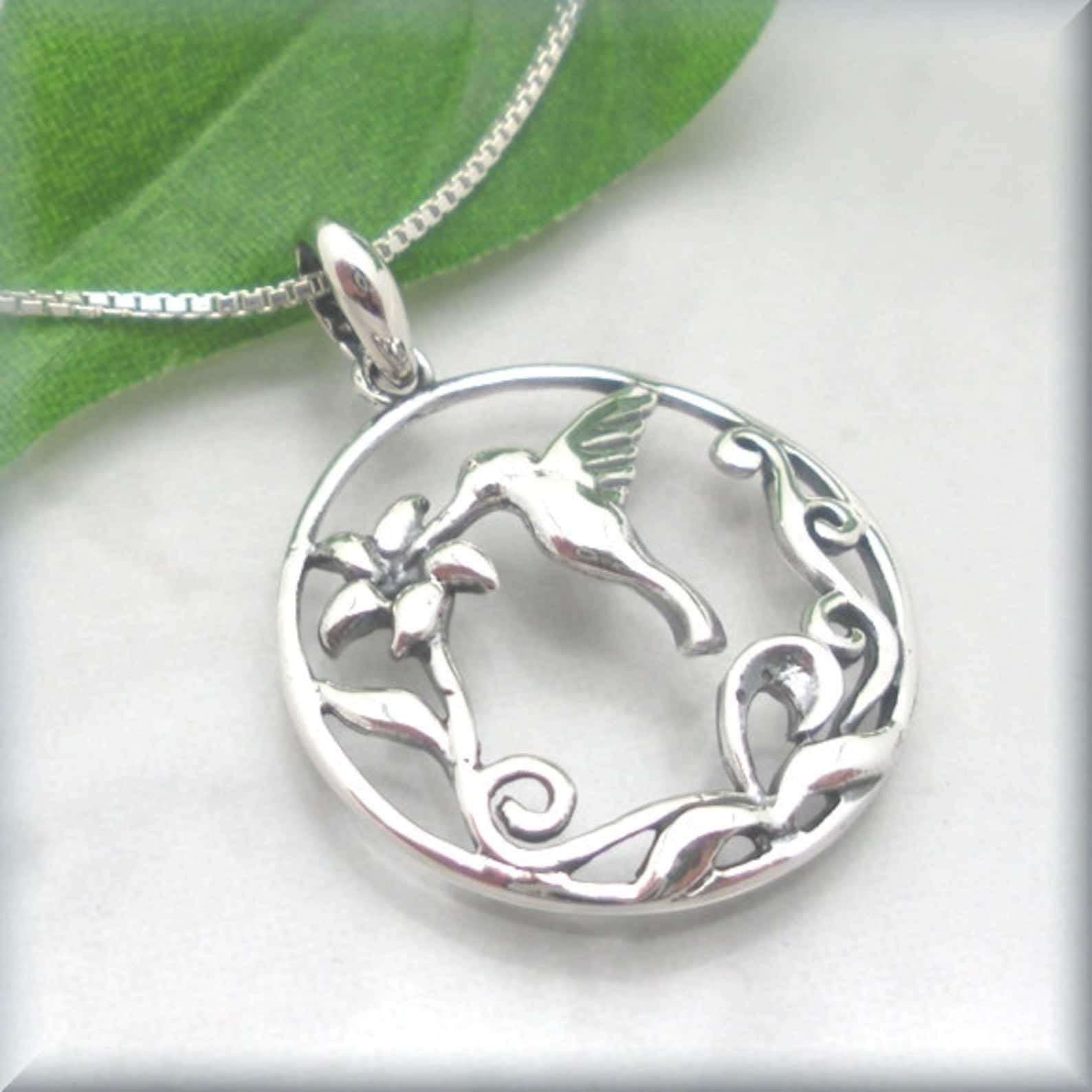 Hummingbird Necklace, Hummingbird Jewelry, Bird Necklace, Flower ...