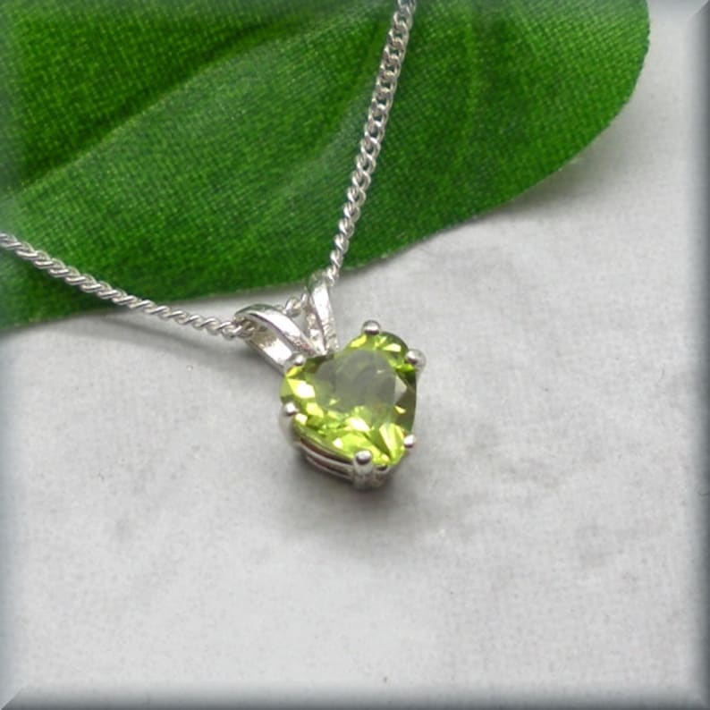 Peridot Heart Necklace August Birthstone Jewelry Sterling - Etsy