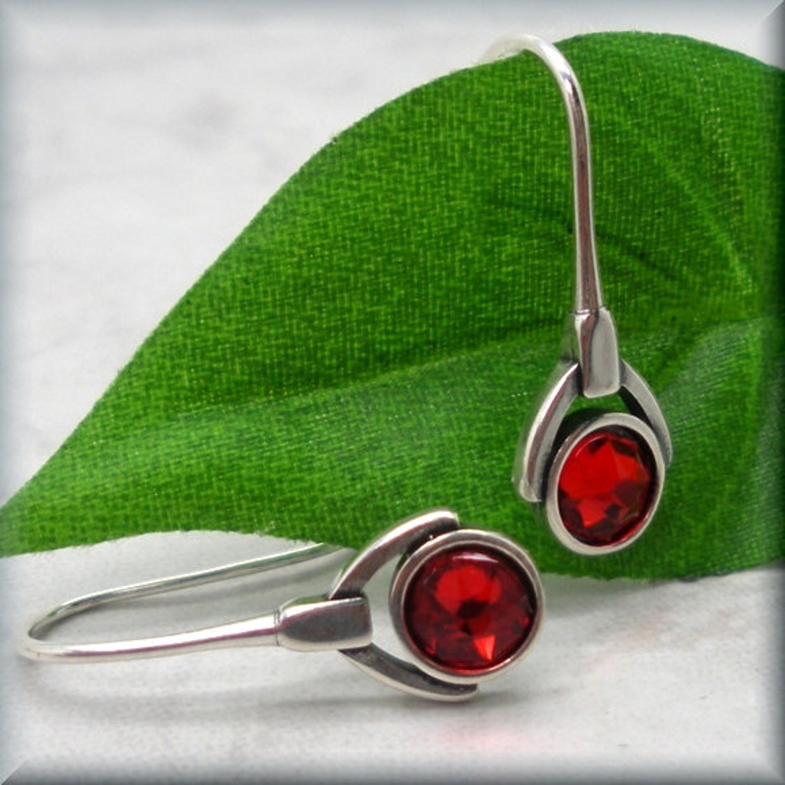 July Crystal Birthstone Earrings Ruby Faceted Crystal 925 - Etsy