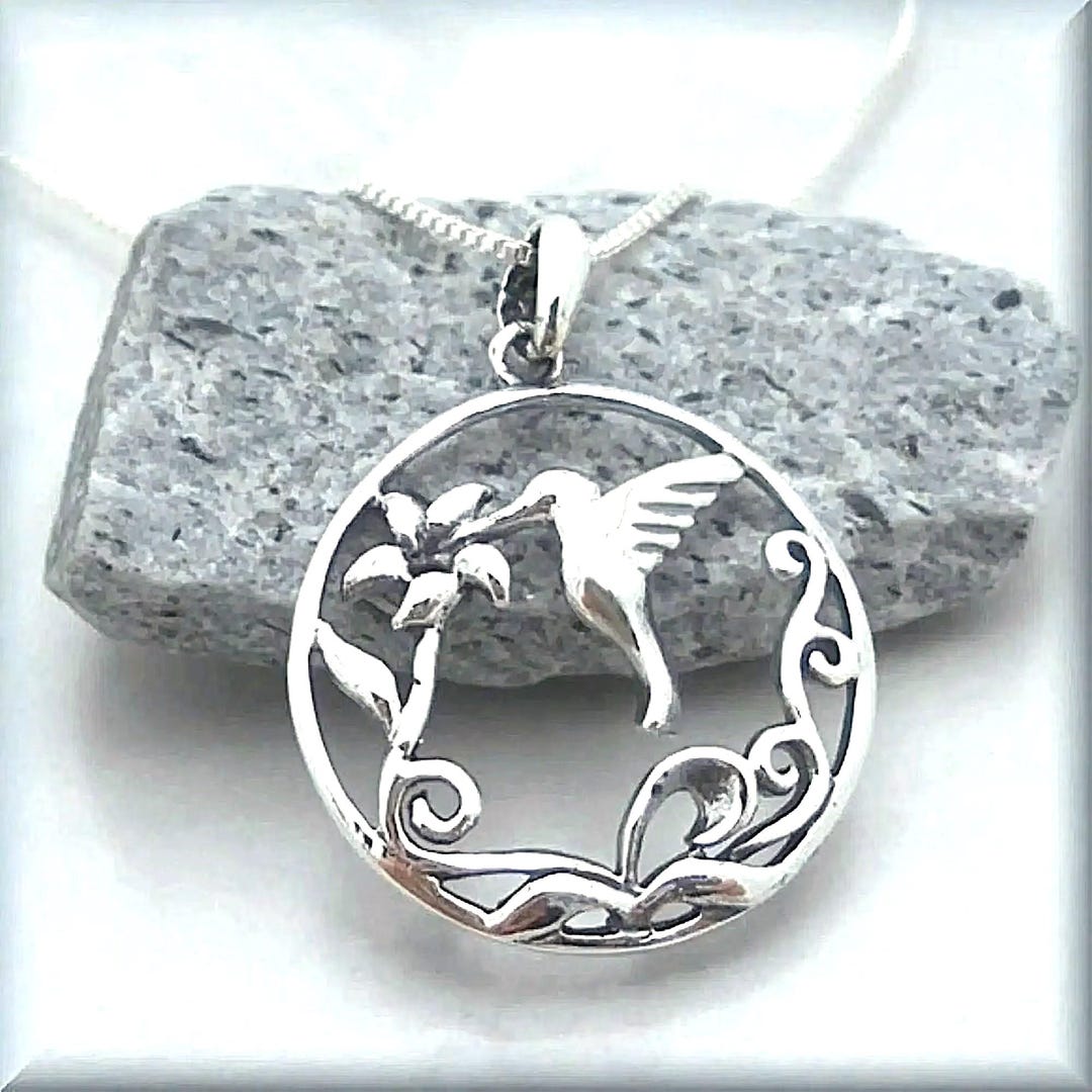 Hummingbird Necklace, Hummingbird Jewelry, Bird Necklace, Flower ...