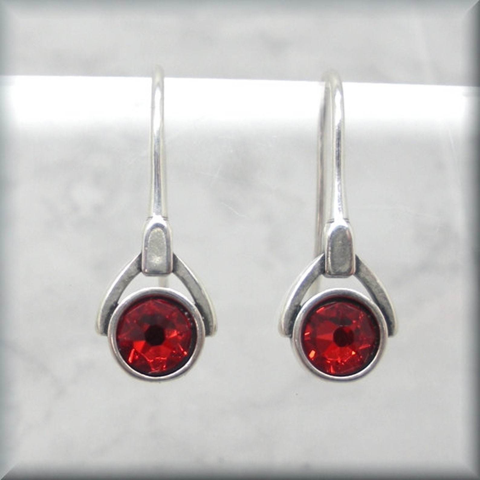July Crystal Birthstone Earrings Ruby Faceted Crystal 925 - Etsy