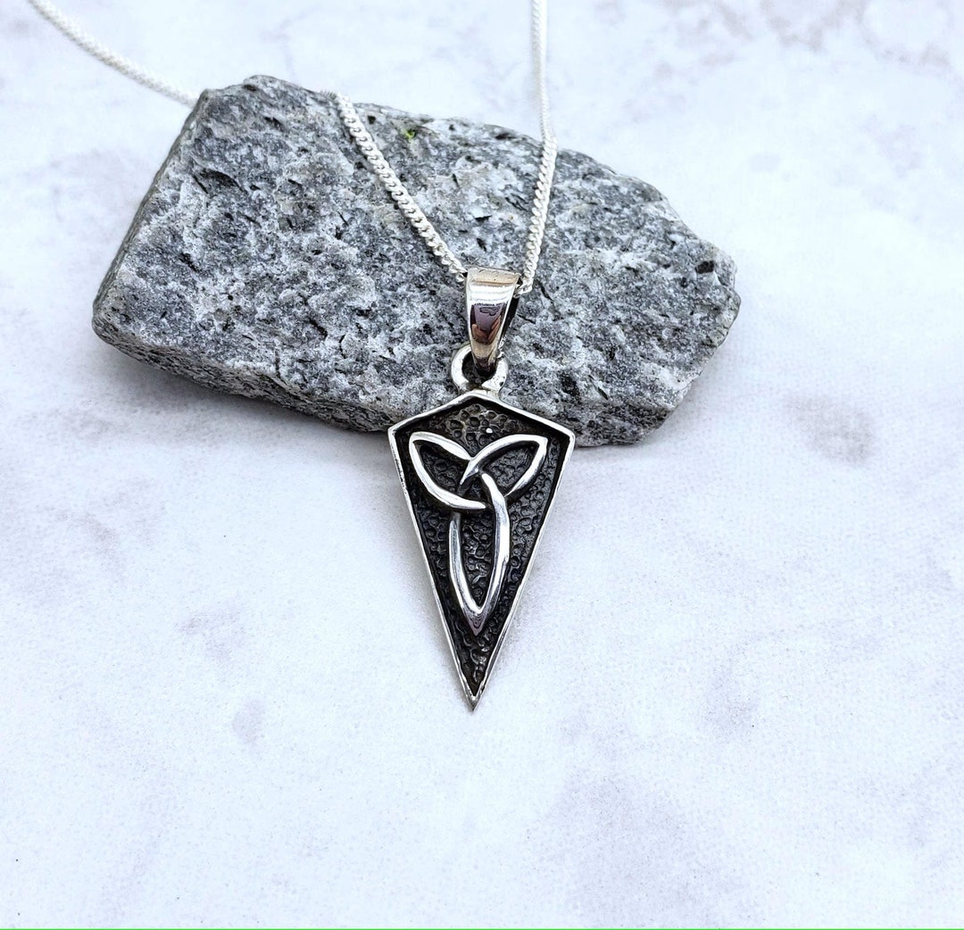 Celtic Shield Sterling Silver Triquetra Necklace, Irish Trinity Knot ...