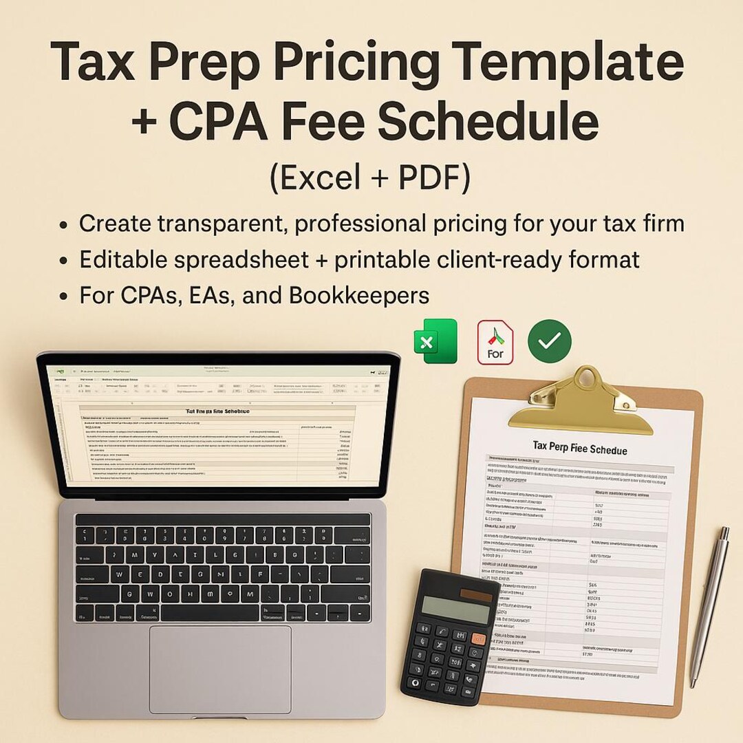 Tax Prep Pricing Template CPA Fee Schedule Excel Tax Preparation Price ...
